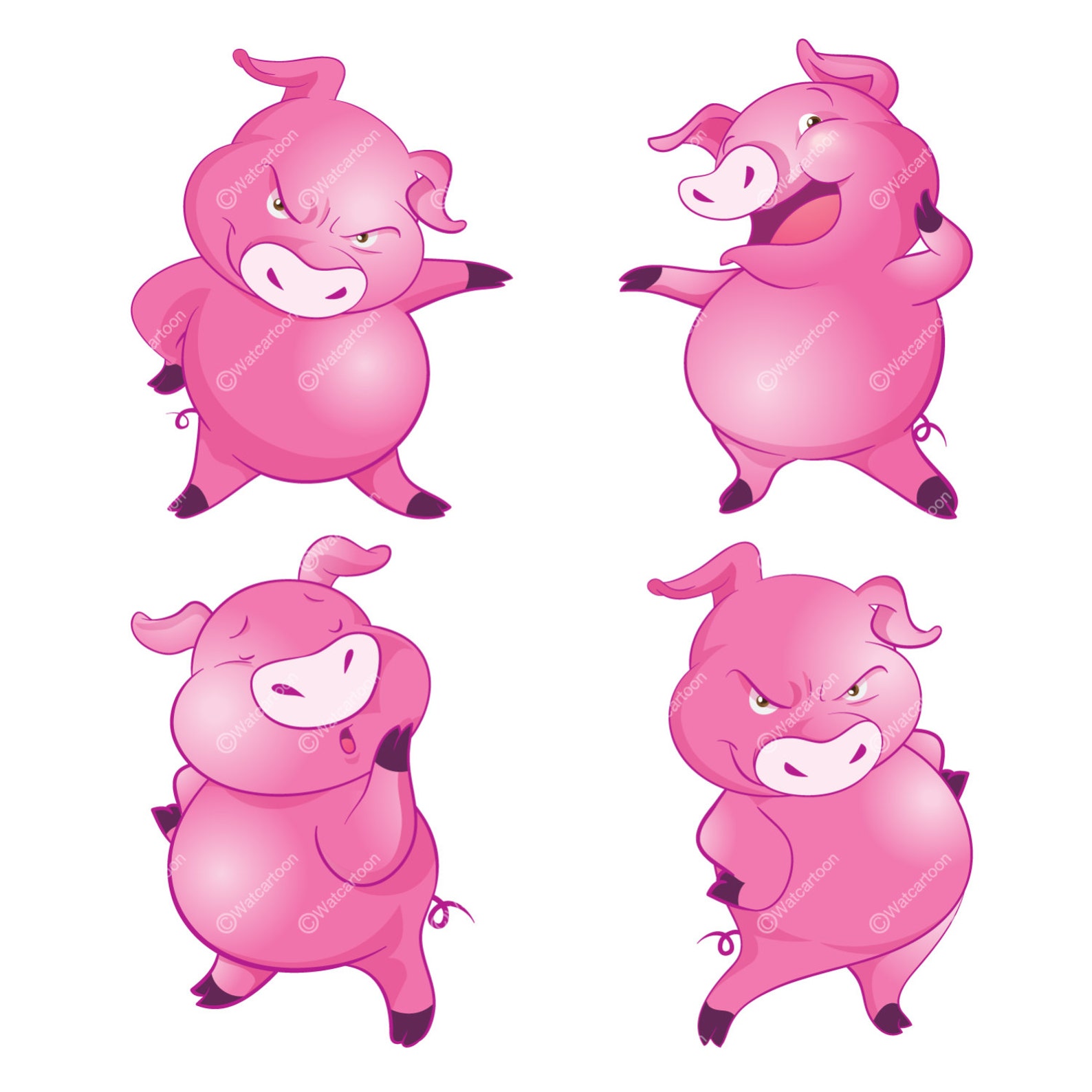 Cute Pigs Cheerful Funny Dancing Many Actions.vector Clip Art for ...