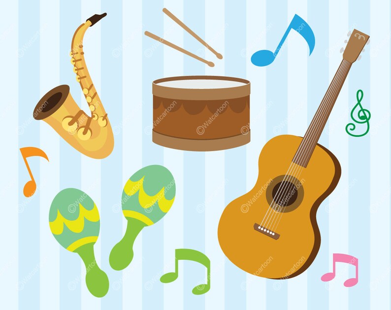 Children Group With Musical Elements Clipart.vector Clip Art for ...