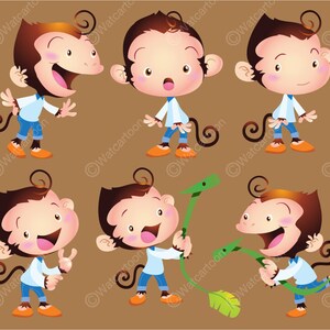 Cute Monkey Boy Character,vector Clip Art Commercial and Personal Use ...