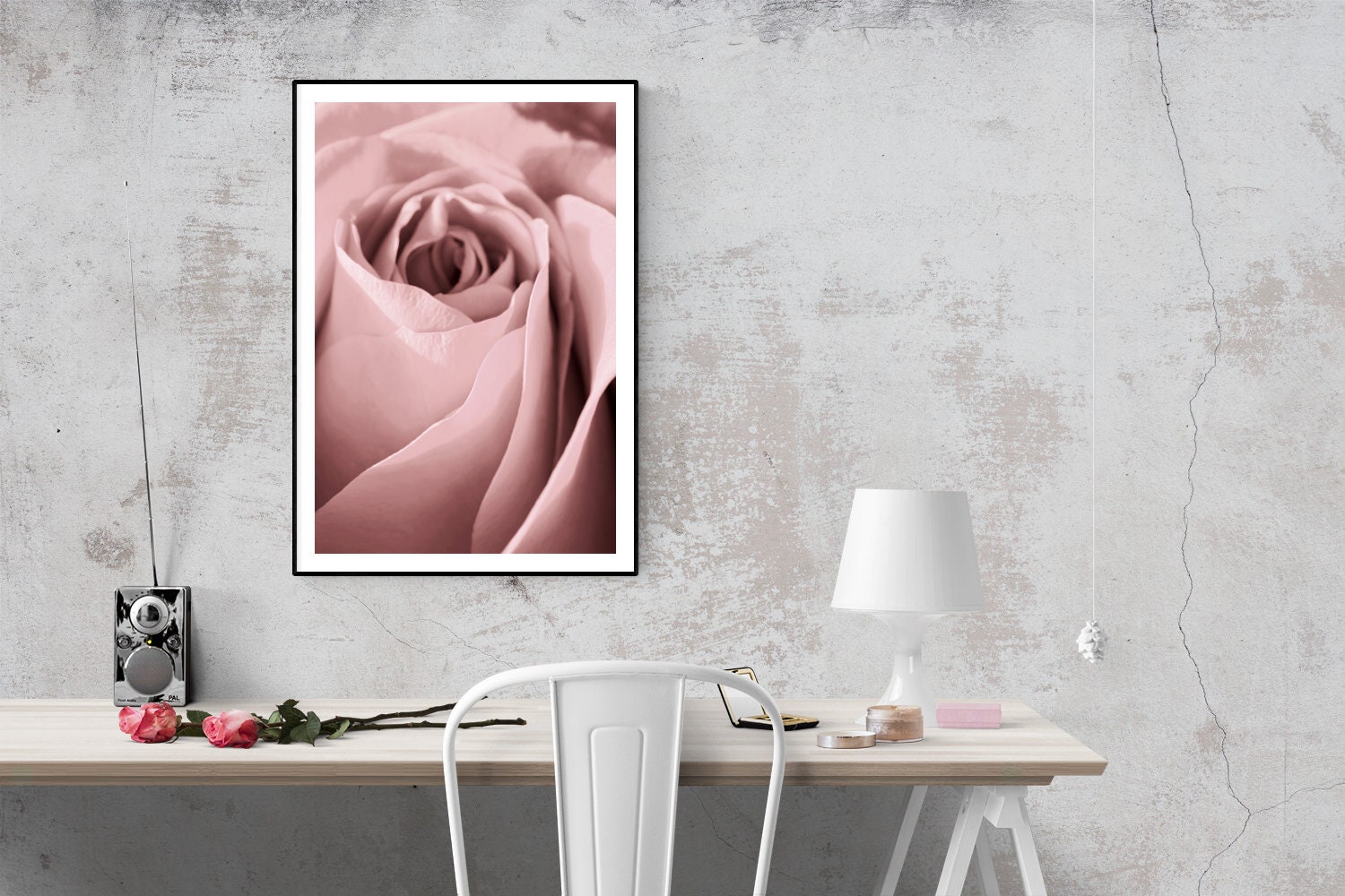 Rose in Altrosa, Botanisches Poster einer Blume in Nahaufnahme ...