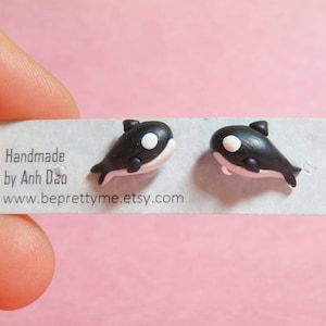 Mini Orca/ Orca Biting Stud Earrings. Killer Whale Studs. Sea Creature ...