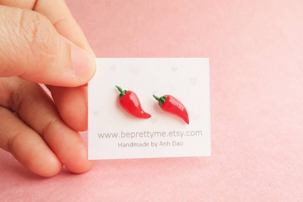 Red Hot Chilli Pepper Stud Earrings or Charm.funky Jewellery.foodie ...