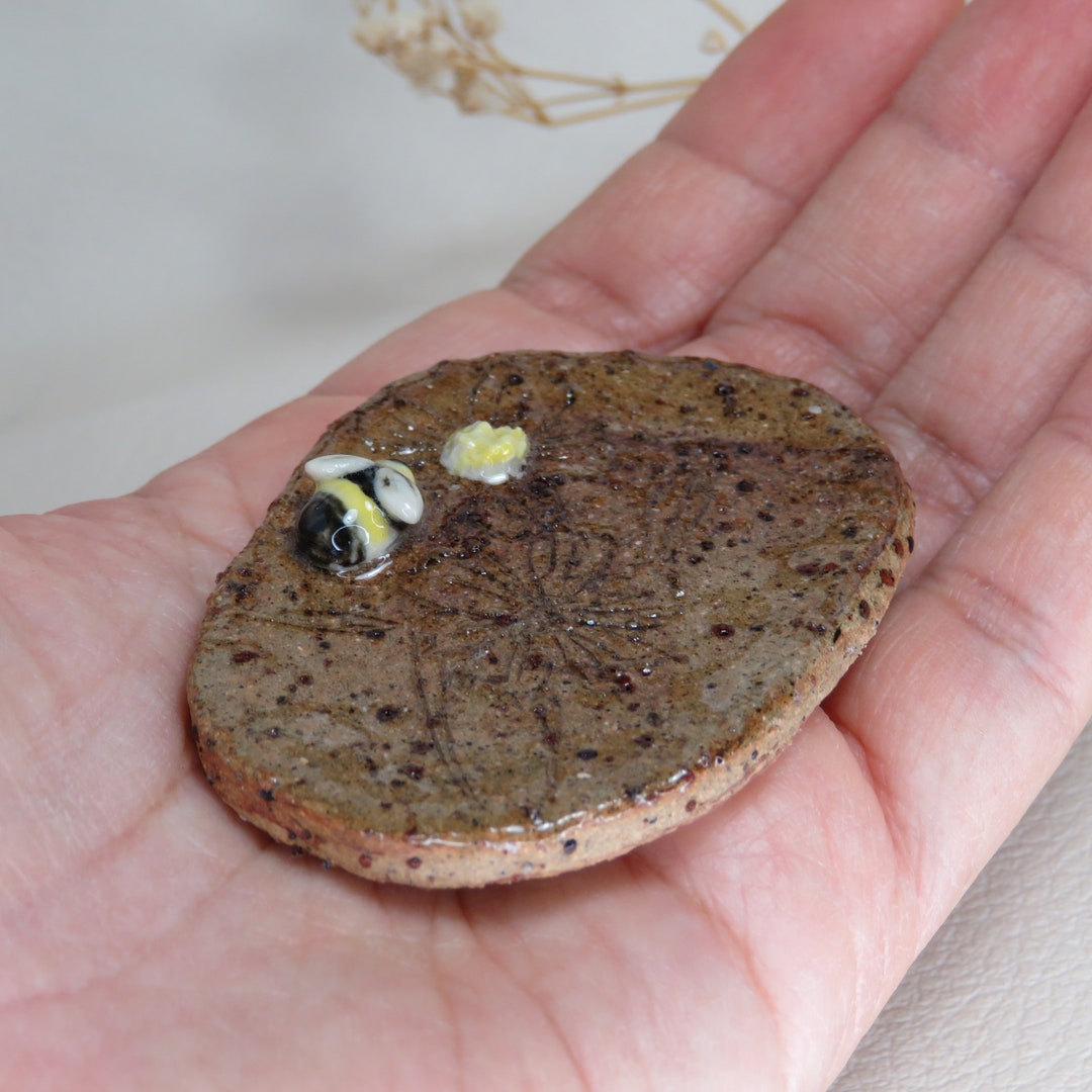 Handmade Pottery Trinket Dish. Cute Bee on Bloom. Jewelry Dish ...