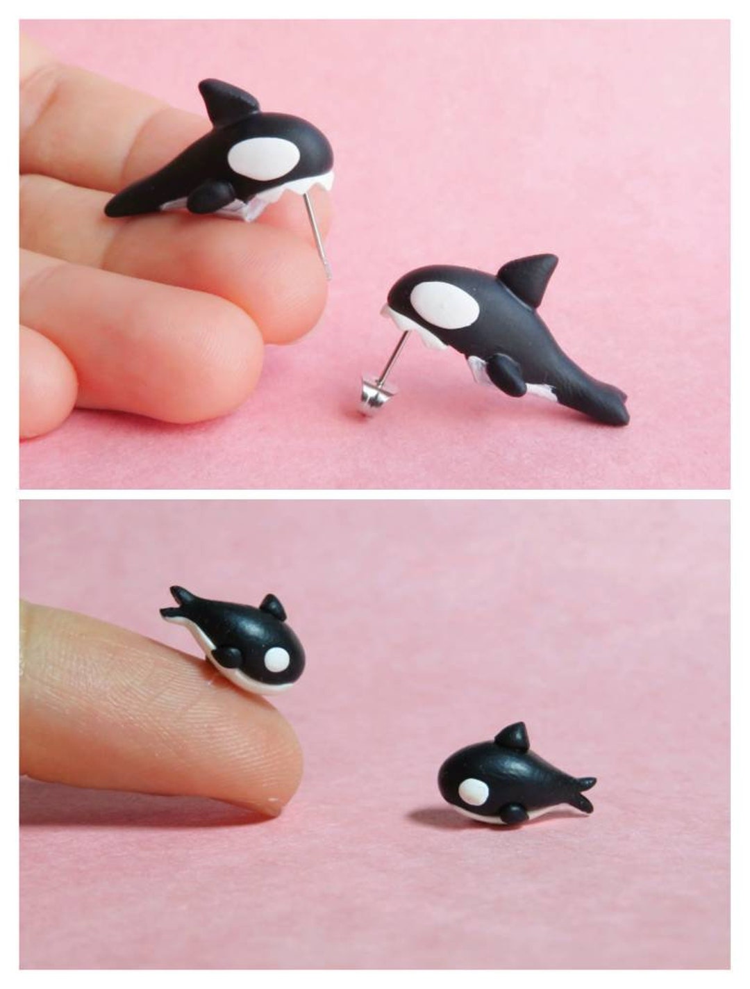 Mini Orca/ Orca Biting Stud Earrings. Killer Whale Studs. Sea Creature ...