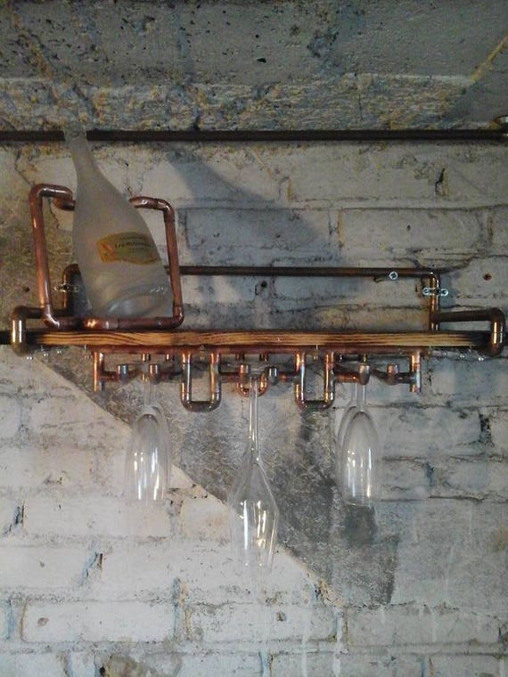 Rustic Rose in Copper and Raw Wood With Support for Champagne | Etsy