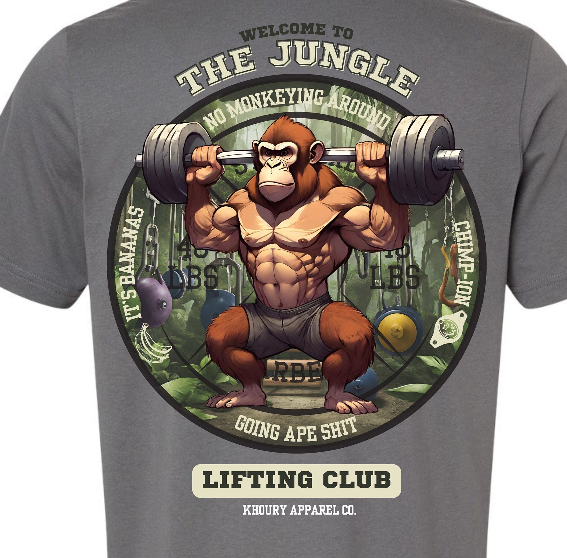 The Jungle Unisex T-shirt Monkey, Ape, Gorilla, Gym, Weightlifting ...