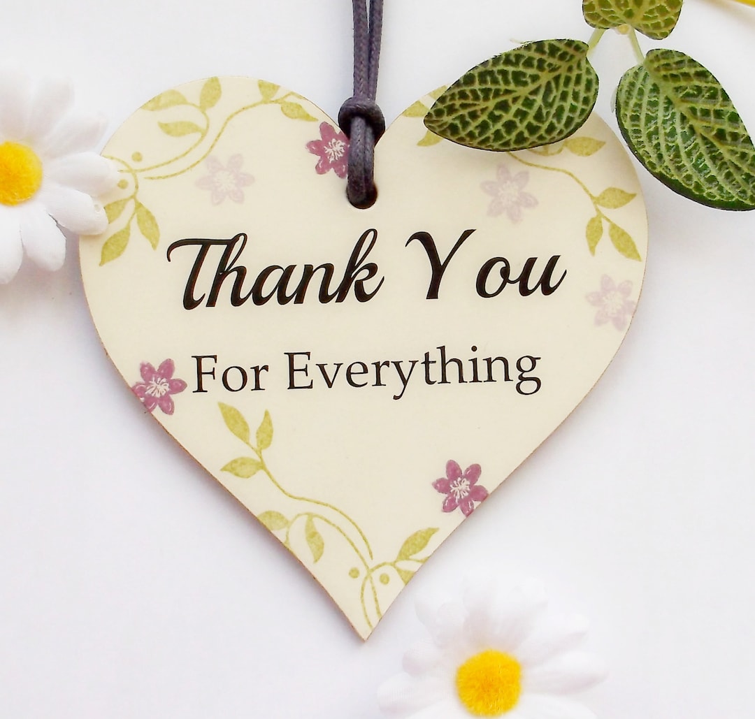 Thank You for Everything Gift Heart Plaque/sign - Etsy
