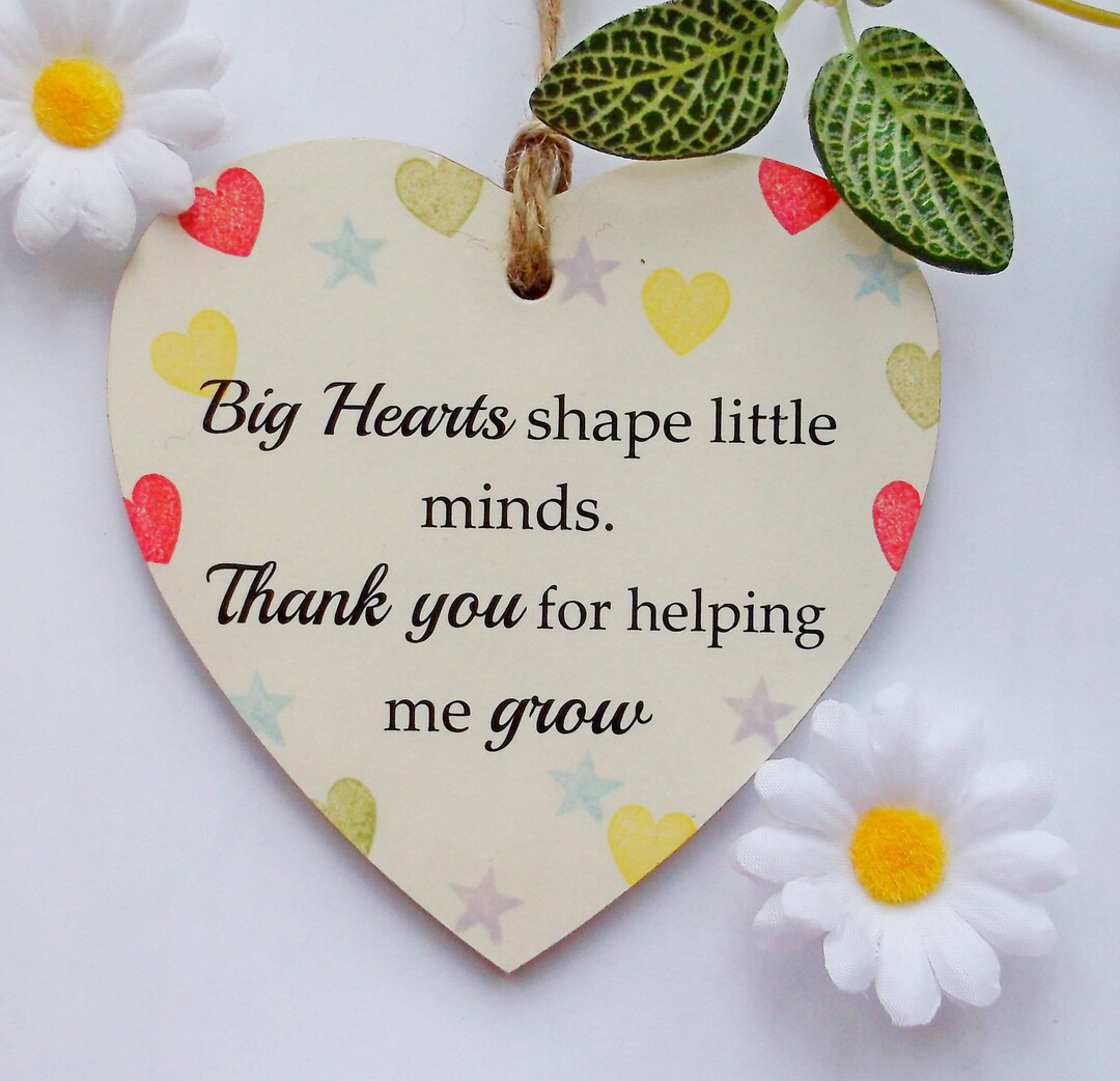 Big Heart Shape Little Minds Thank You Wooden Gift Heart Plaque Sign ...