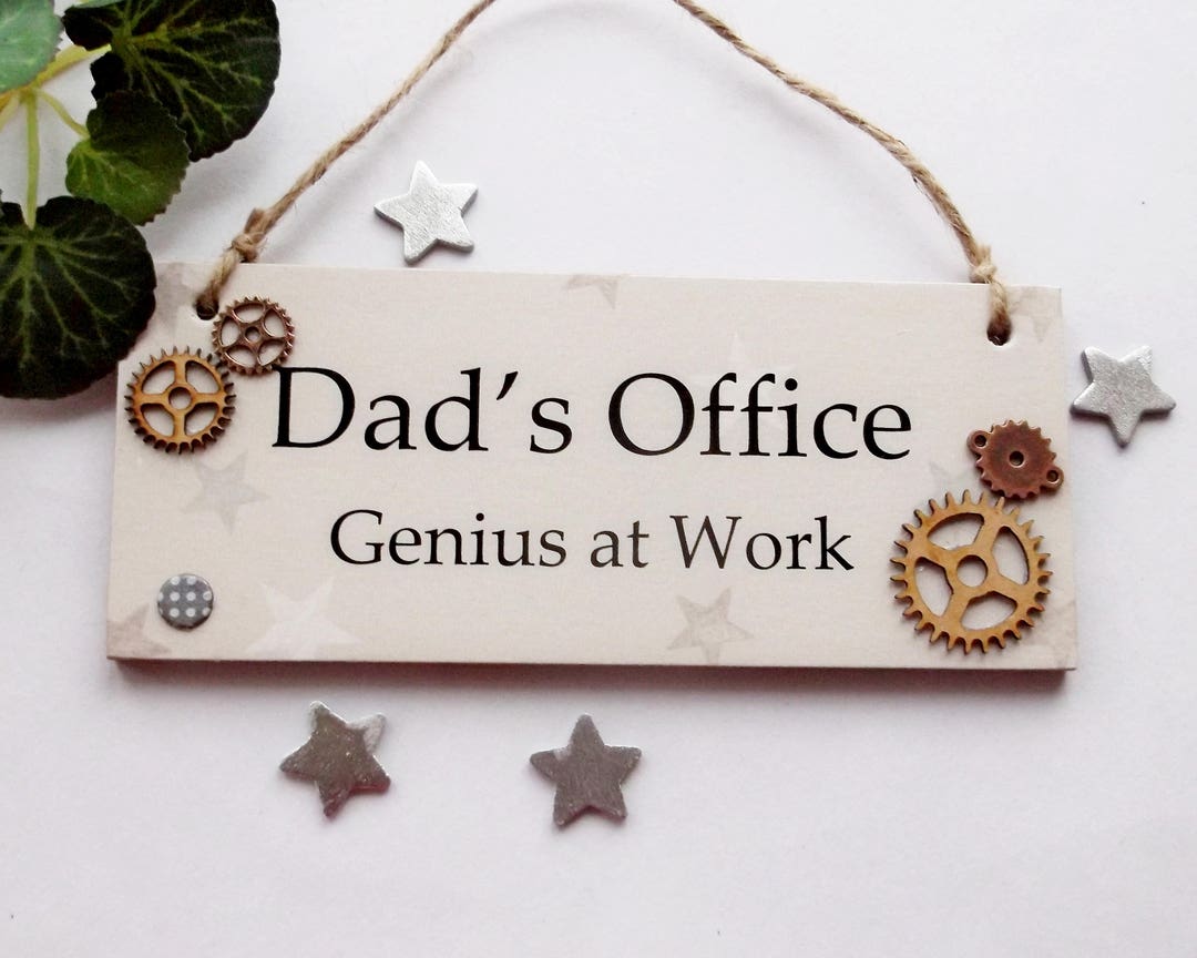 Dad's Office Genius at Work Door Plaque - Etsy