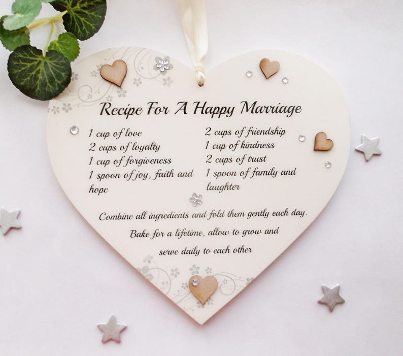 Recipe for a Happy Marriage Wedding Gift Heart 22cn X22cm - Etsy
