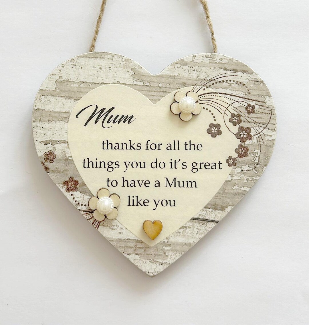 Gorgeous Thank You Mum Appreciation Wooden Gift Heart - Etsy