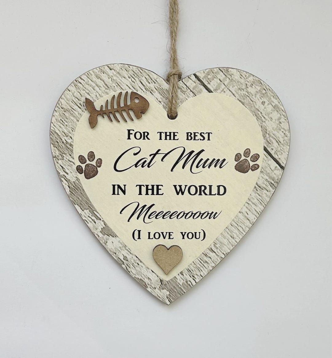 Super Cute Best Cat Mum in the World for a Special Cat Mum Wooden Gift ...