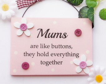 Mum's Are Like Buttons Mothers Day Wooden Gift Heart | Etsy