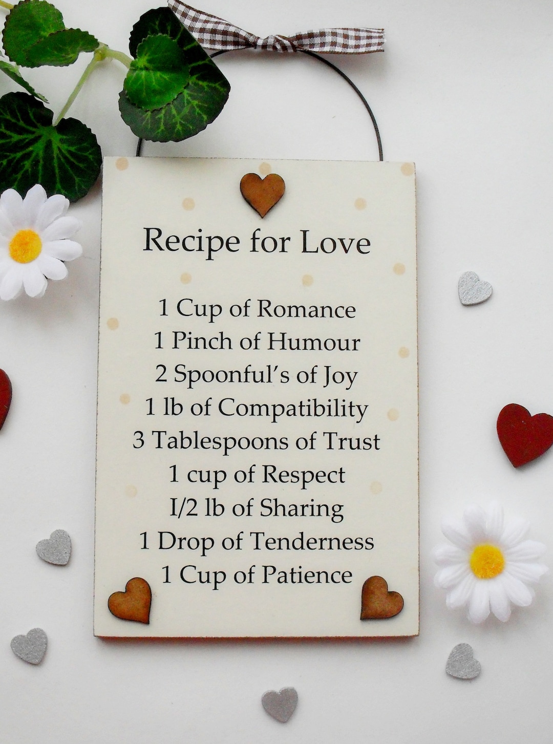 Recipe for Love Wooden Gift Plaque/sign - Etsy