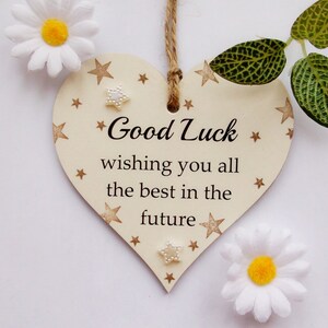 Good Luck Wishing You All the Best Neutral Stars Wooden Gift Heart ...