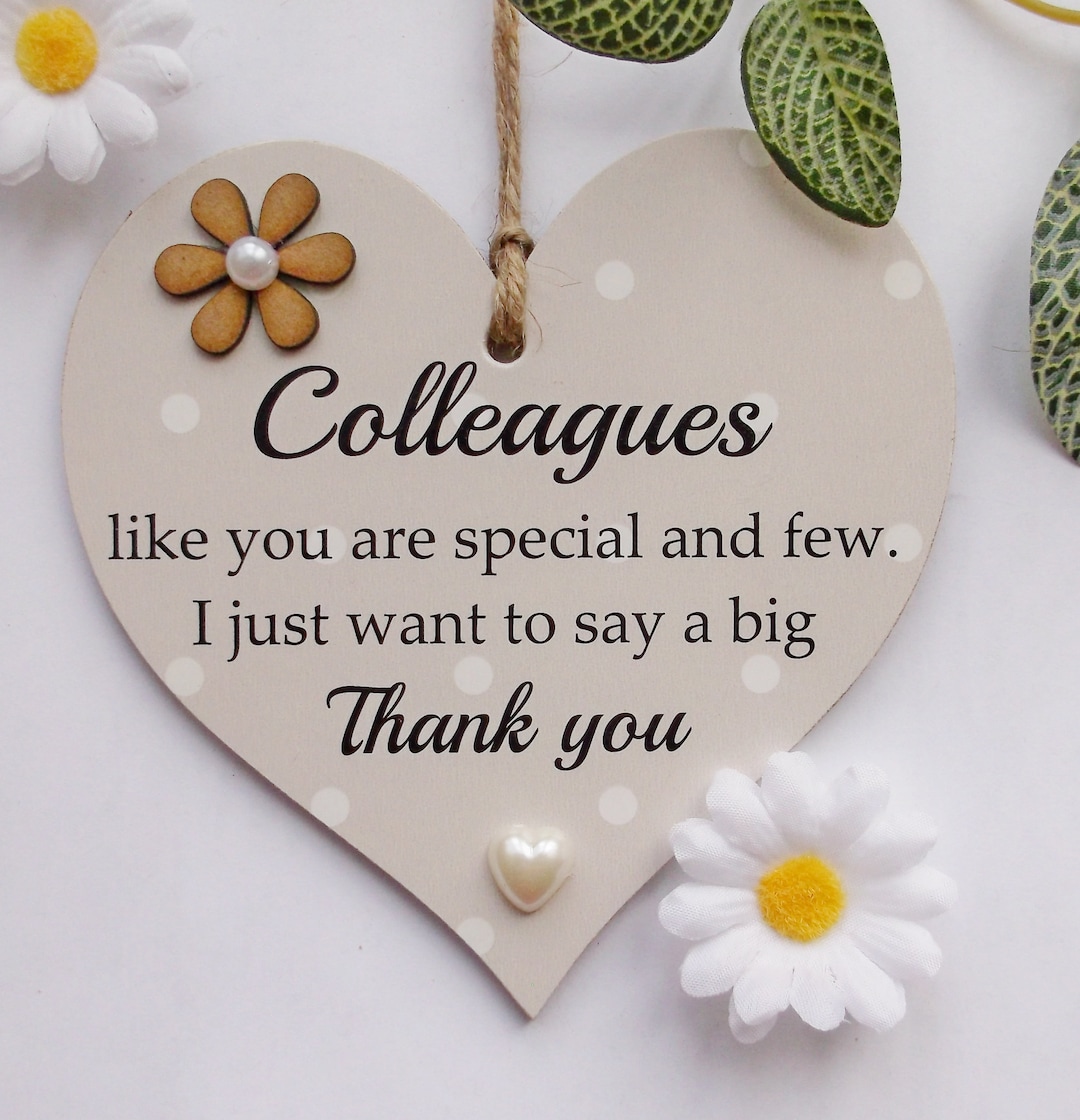 Thank You Colleague Friendship Wooden Gift Heart Plaque/sign - Etsy