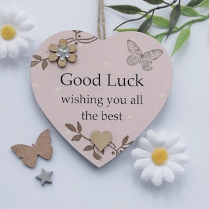 Good Luck Wishing You All the Best Pink Wooden Gift Heart Plaque/sign ...
