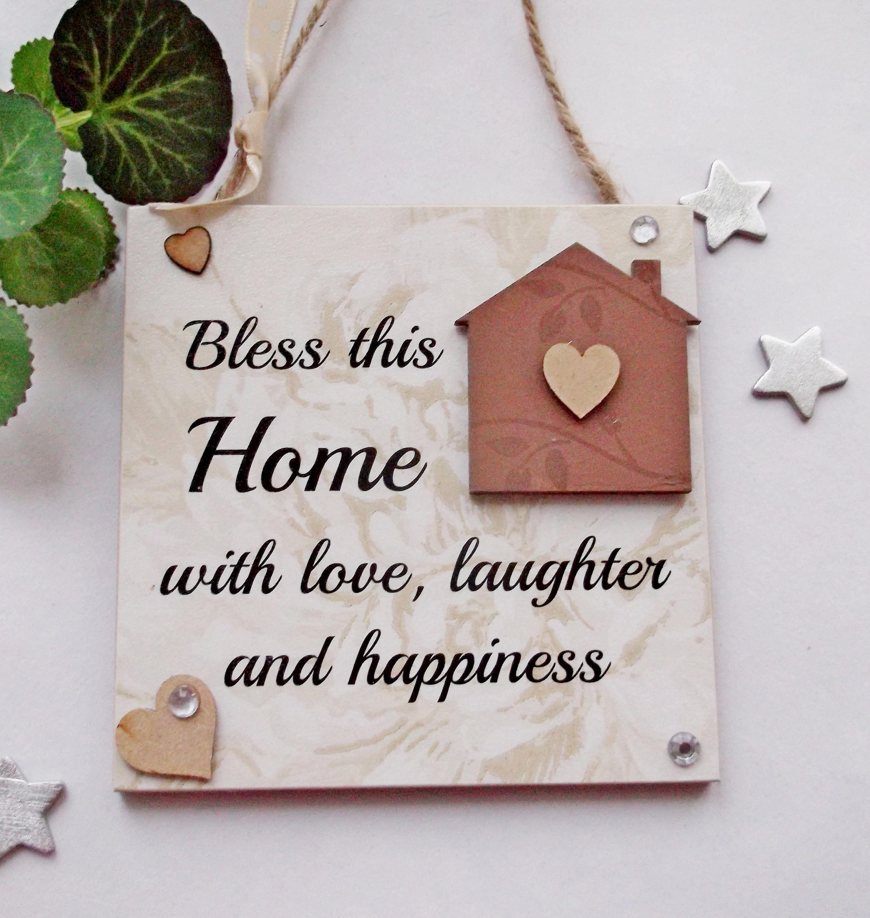 New Home Gift Plaque Bless This Home With Love Laughter and - Etsy UK