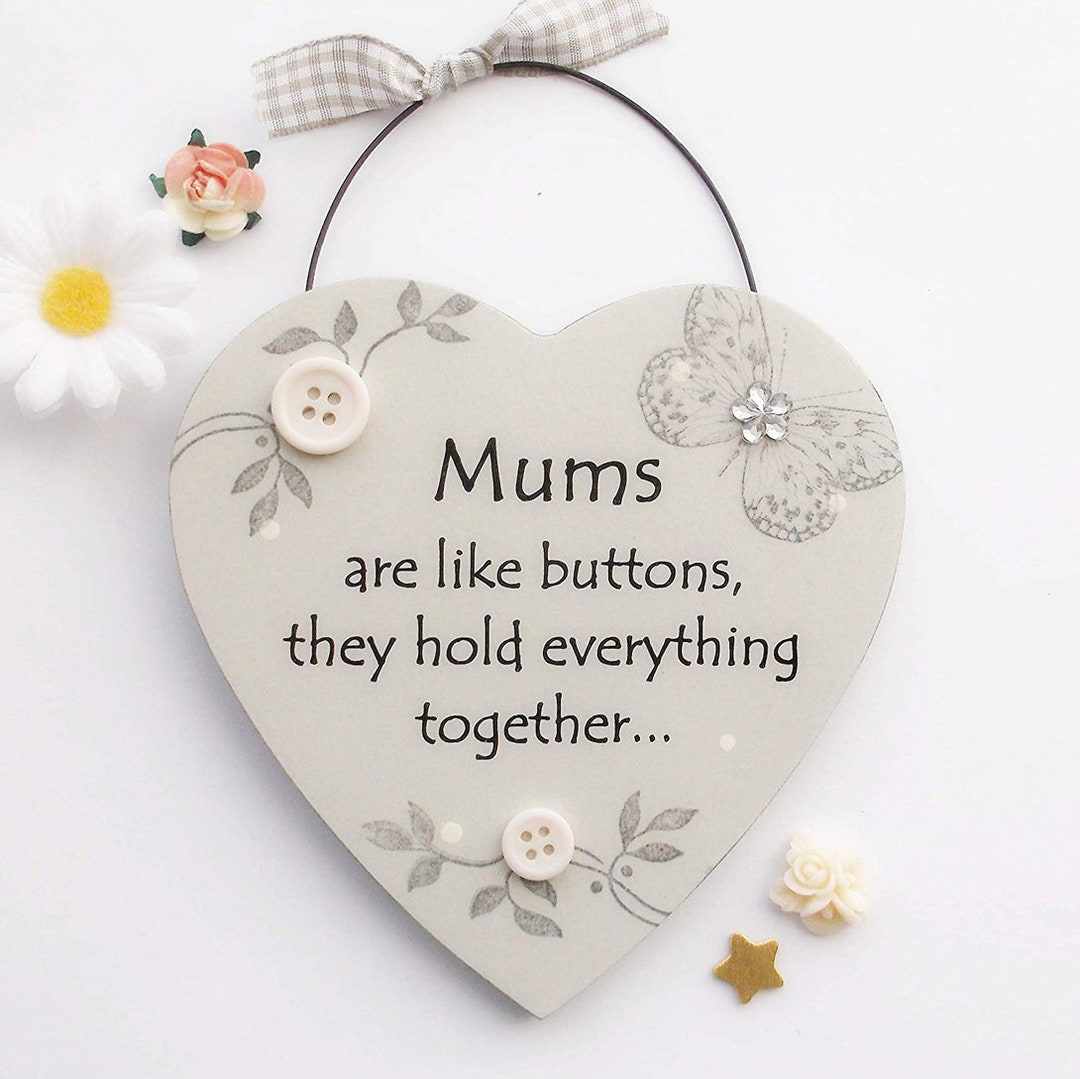Mum's Are Like Buttons Mother's Day Wooden Gift Heart Perfect for ...