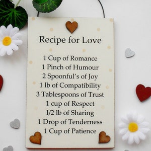 Recipe for Love Wooden Gift Plaque/sign - Etsy