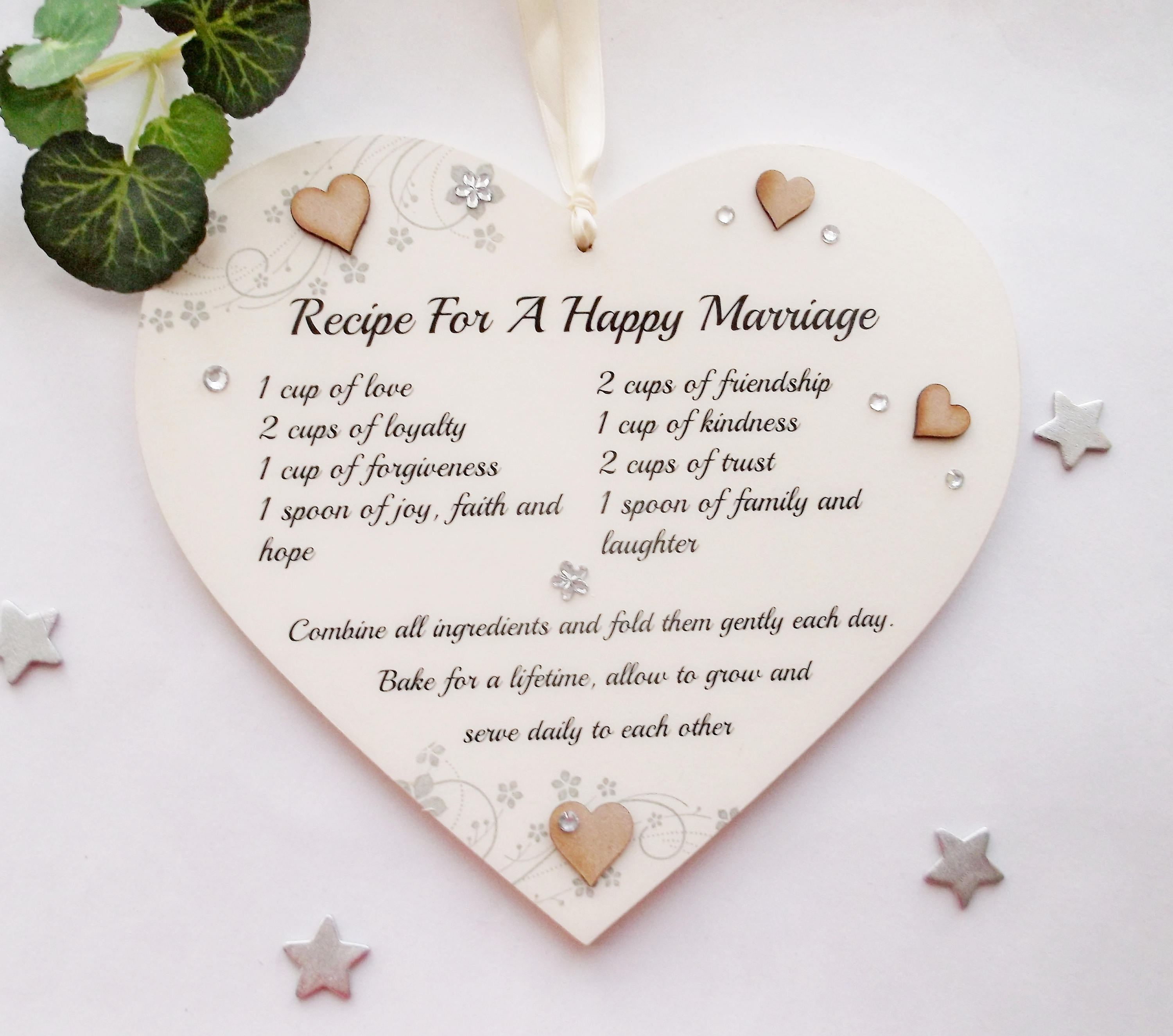 Recipe for a Happy Marriage Wedding Gift Heart 22cn X22cm - Etsy UK