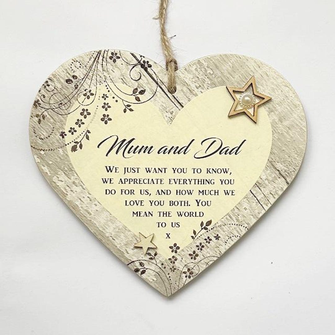 Thank You Mum and Dad/ Me or Us Family Wooden Gift Heart Plaque - Etsy