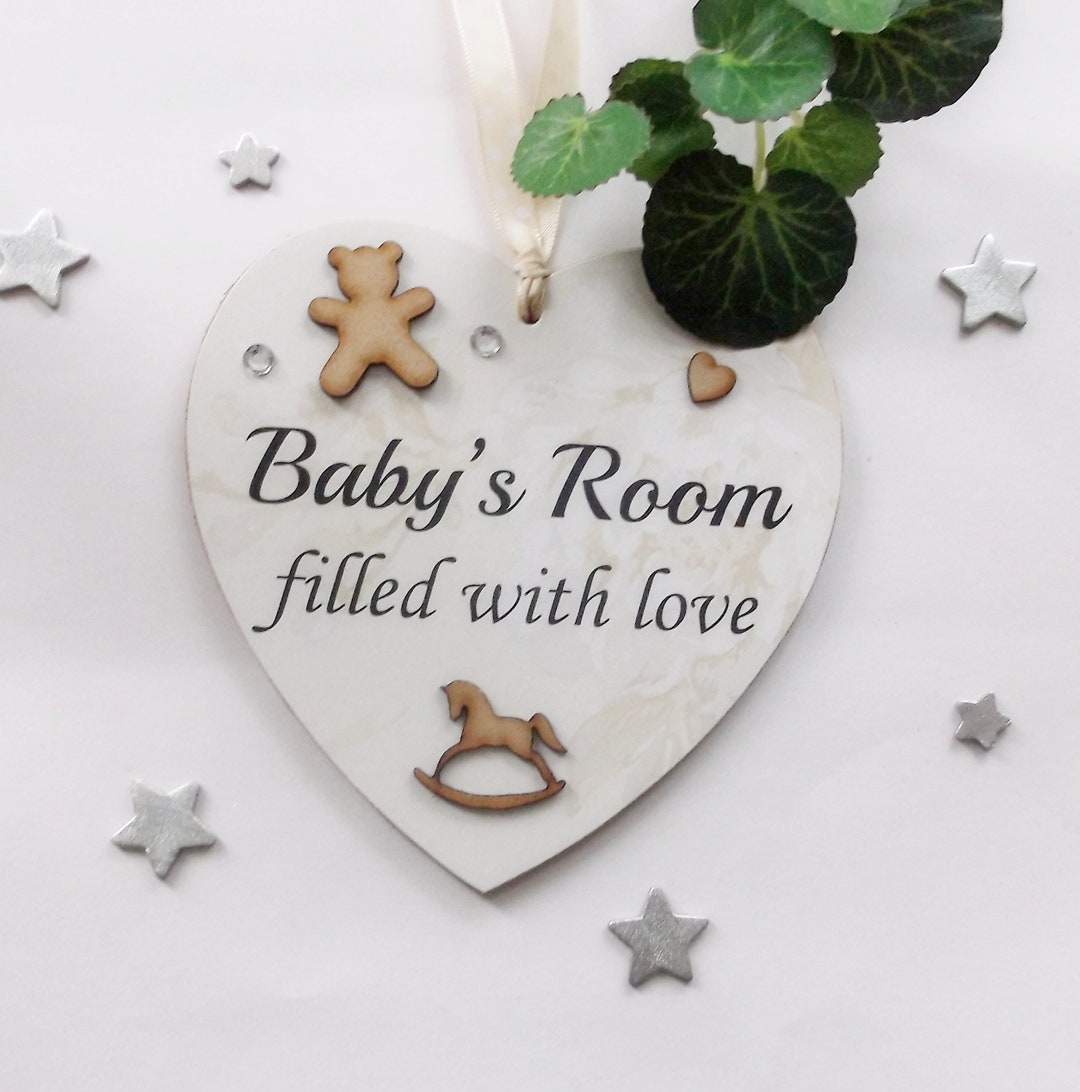 Baby's Room Filled With Love Cute Nursery Door Wooden Plaque - Etsy