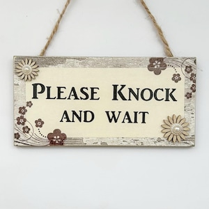 Please Knock and Wait Sign - Etsy