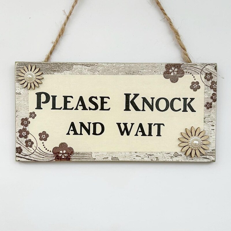Please Knock and Wait Sign - Etsy