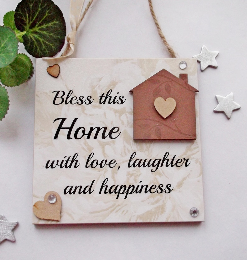 New Home Gift Plaque Bless This Home With Love Laughter and - Etsy UK