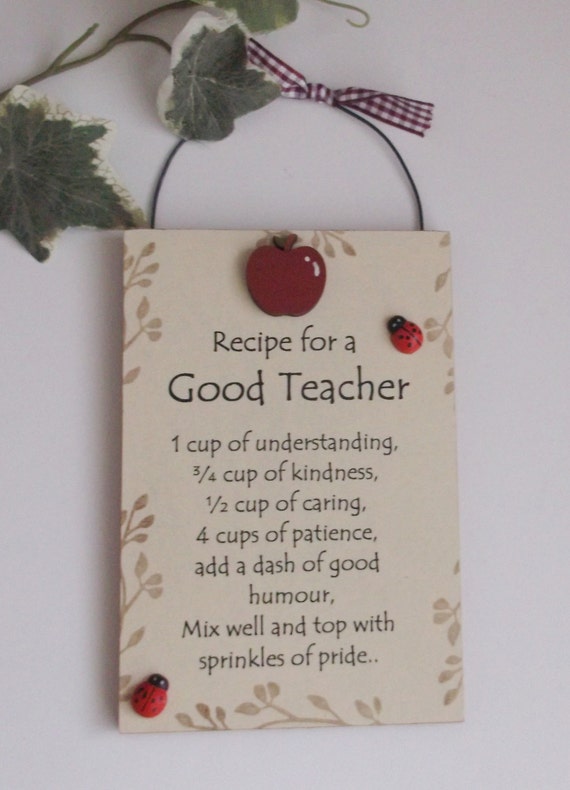 Recipe for A Good Teacher Wooden Plaque | Etsy