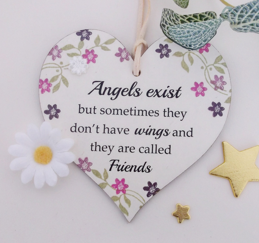 Angels Exist Friendship Wooden Gift Heart Plaque/sign - Etsy