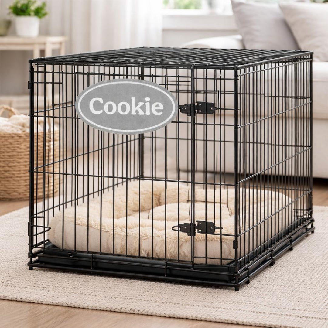 Dog Crate Name Sign Decal, Custom Pet Crate Name Decal, Cat Name Sign ...