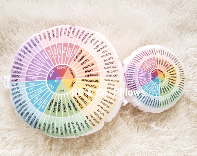 Feelings Wheel Pillow, Wheel of Emotions, Therapist Decor, Therapist ...