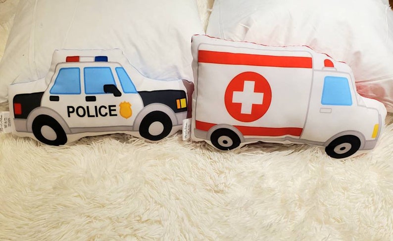 Police Car and Ambulance Throw Pillow Set Police Car Pillow - Etsy