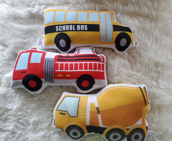 Firetruck Pillow Schoolbus Pillow Construction Truck Pillow - Etsy