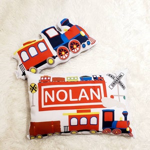 Train Shaped Decorative Kids Pillow, Train Sleep Toddler Name Pillow ...