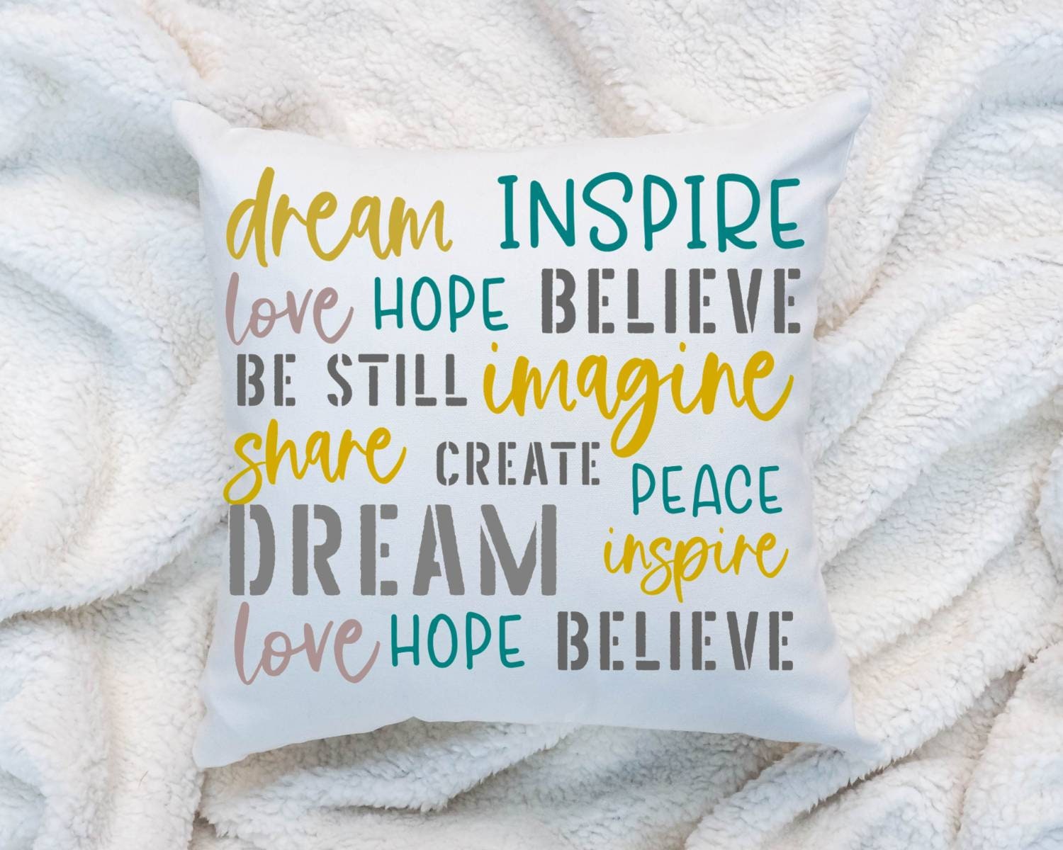 Dream Inspire Believe Hope Inspirational Motivational Pillow Cushion ...