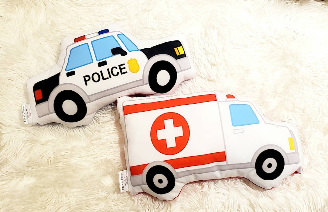 Police Car and Ambulance Throw Pillow Set, Police Car Pillow Nursery ...