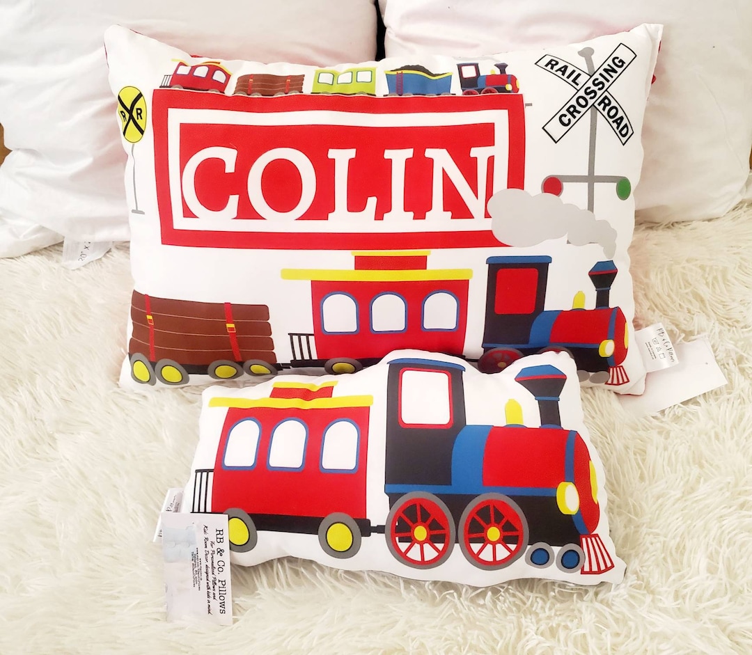 Train Decorative Kids Pillow, Train Sleep Toddler Name Pillow ...