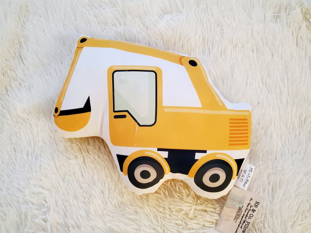Excavator Pillow, Digger Cushion, Boys Room Decor, Kids Decorative ...