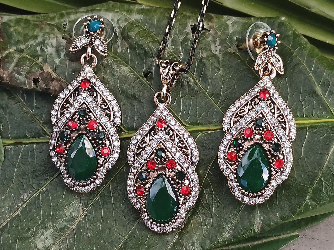 Authentic Turkish Jewelry Set Gift Vintage Design Ottoman Jewelry DAYE ...