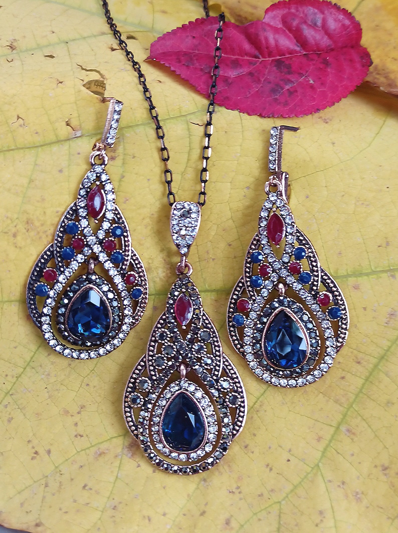 Ottoman Style Jewelry Set, Hurrem Sultan Necklace Earrings, Turkish ...