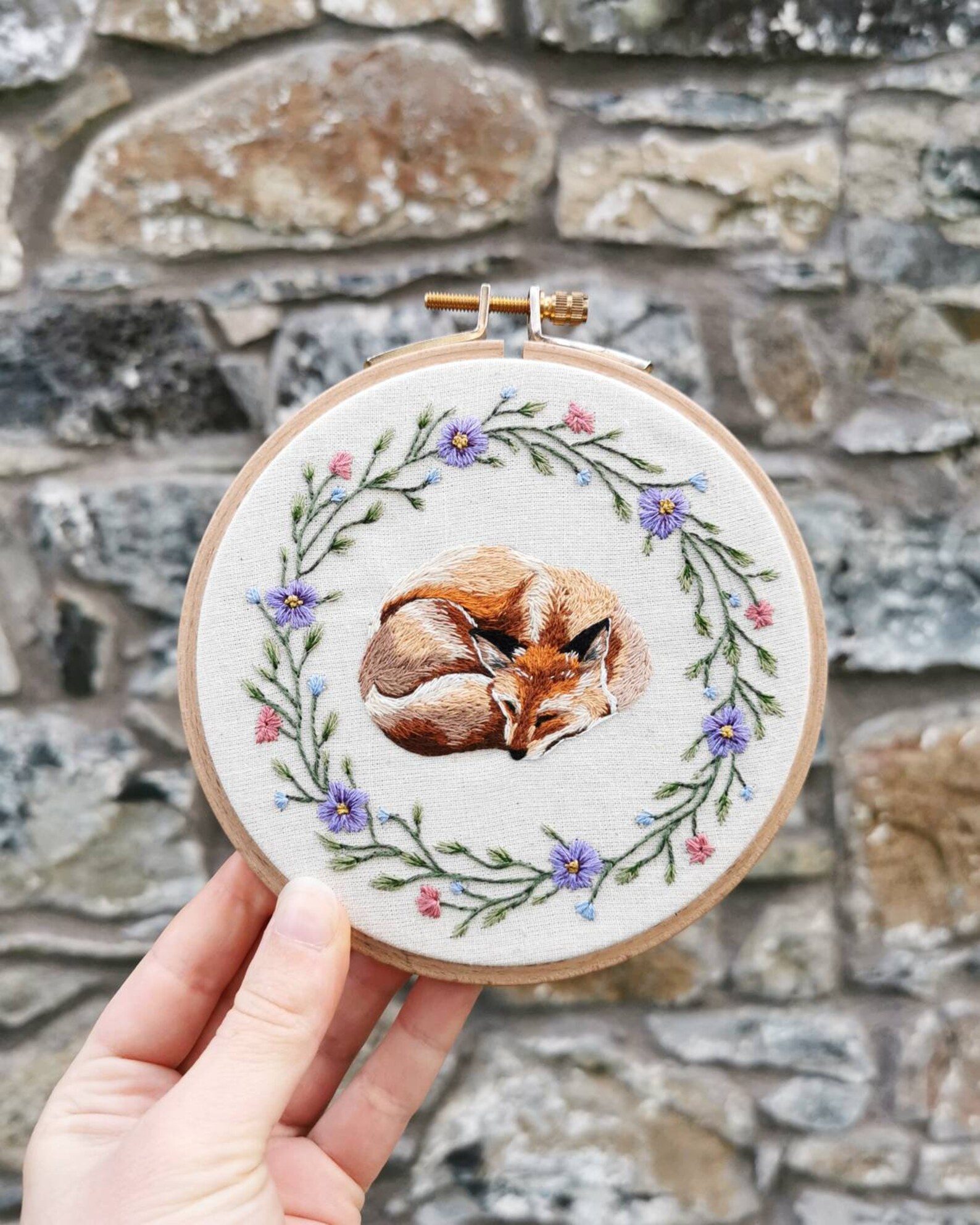 Embroidery Pattern Sleeping Fox Pattern Thread Painting | Etsy