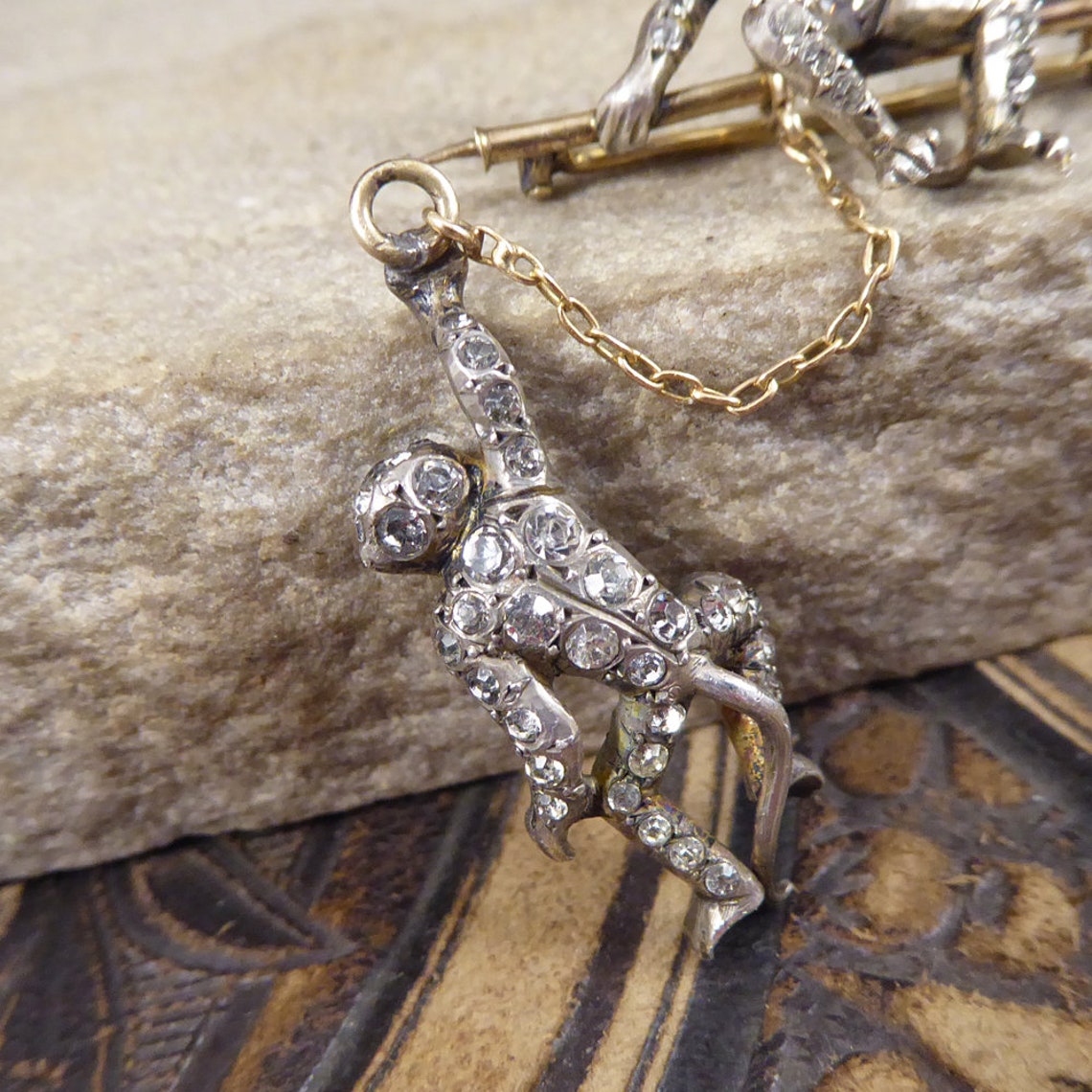 Antique Edwardian Novelty Hanging Paste Set Monkeys in 9ct - Etsy