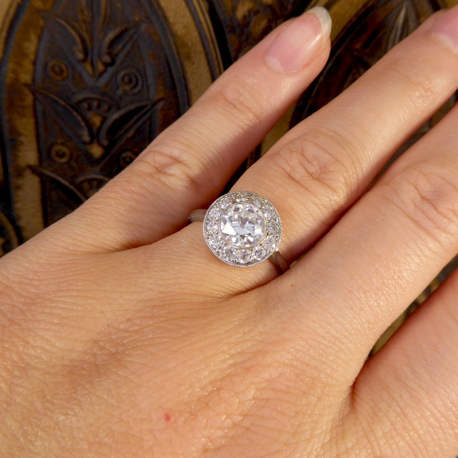 Contemporary Diamond Target Ring Modelled in 18ct White Gold - Etsy