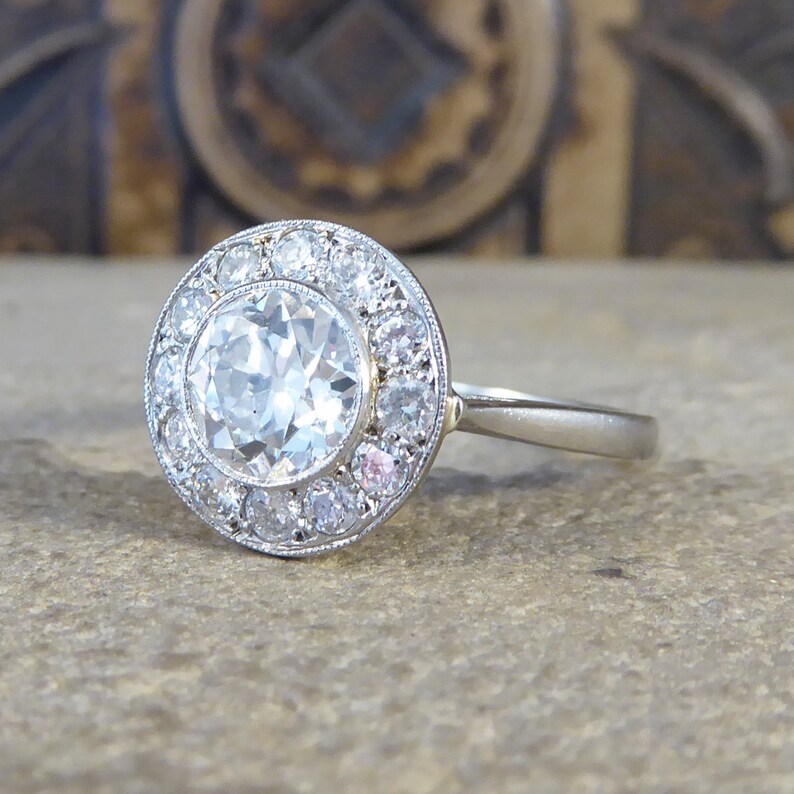 Contemporary Diamond Target Ring Modelled in 18ct White Gold - Etsy