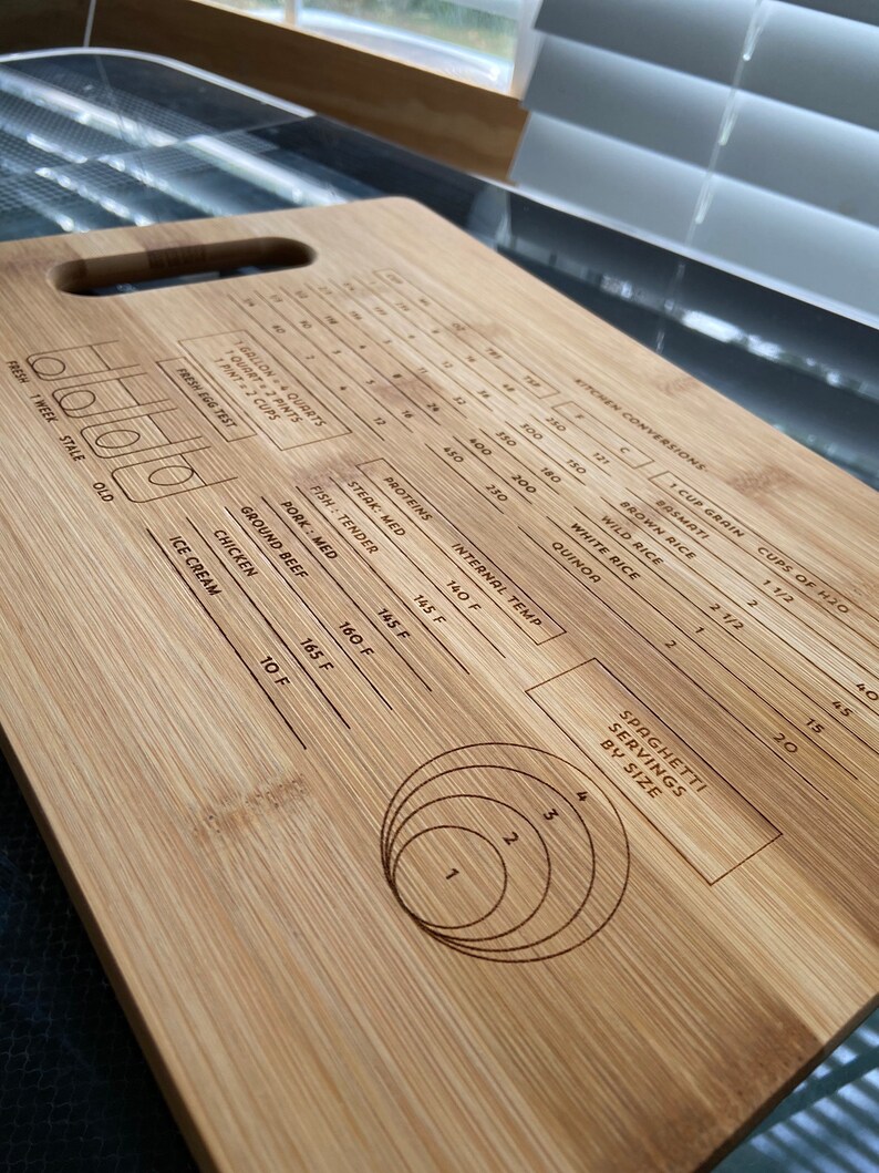 Kitchen Conversions Laser Engraved Bamboo Cutting Board Home - Etsy Canada
