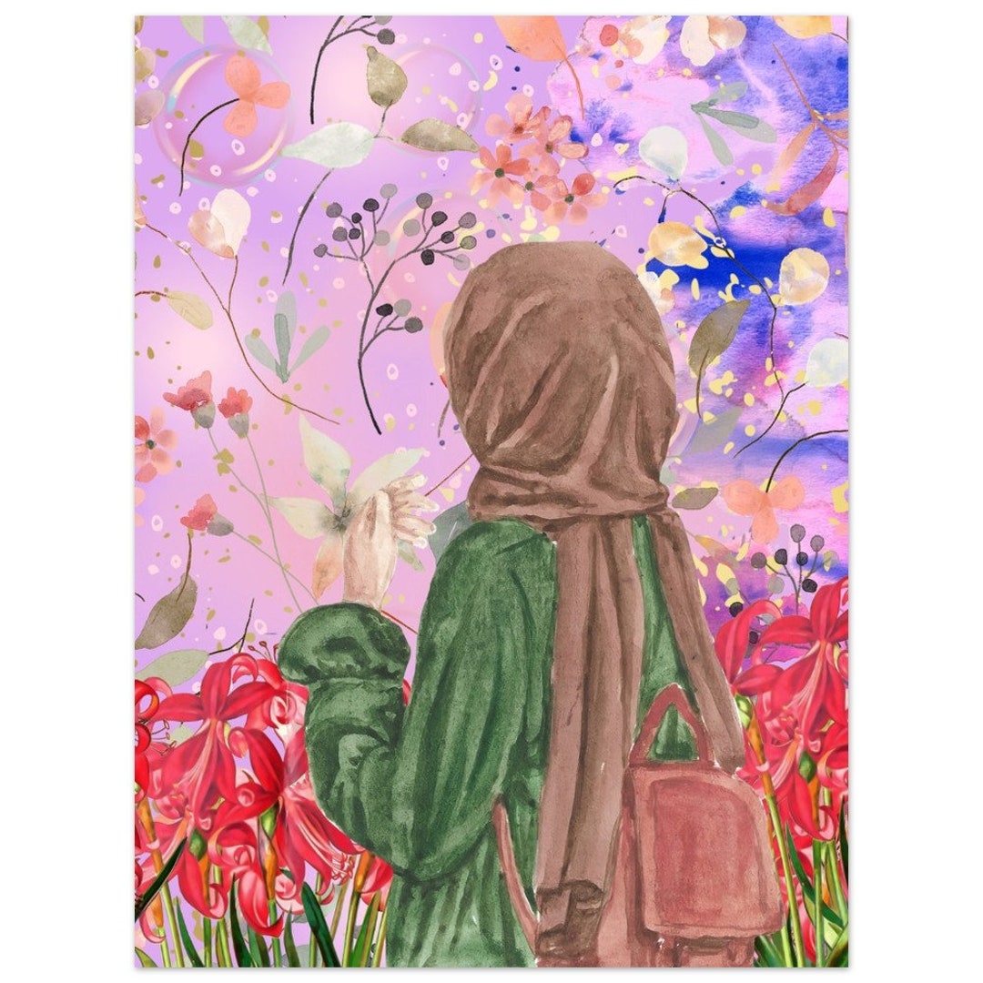 Premium Poster in Matte Paper Hijabi Girl Wall Art Muslim Girl Wall Art ...