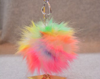 Large Fluffy Puffs Ball Bag Charm Pompom Keychain Fur Keychain Furry ...
